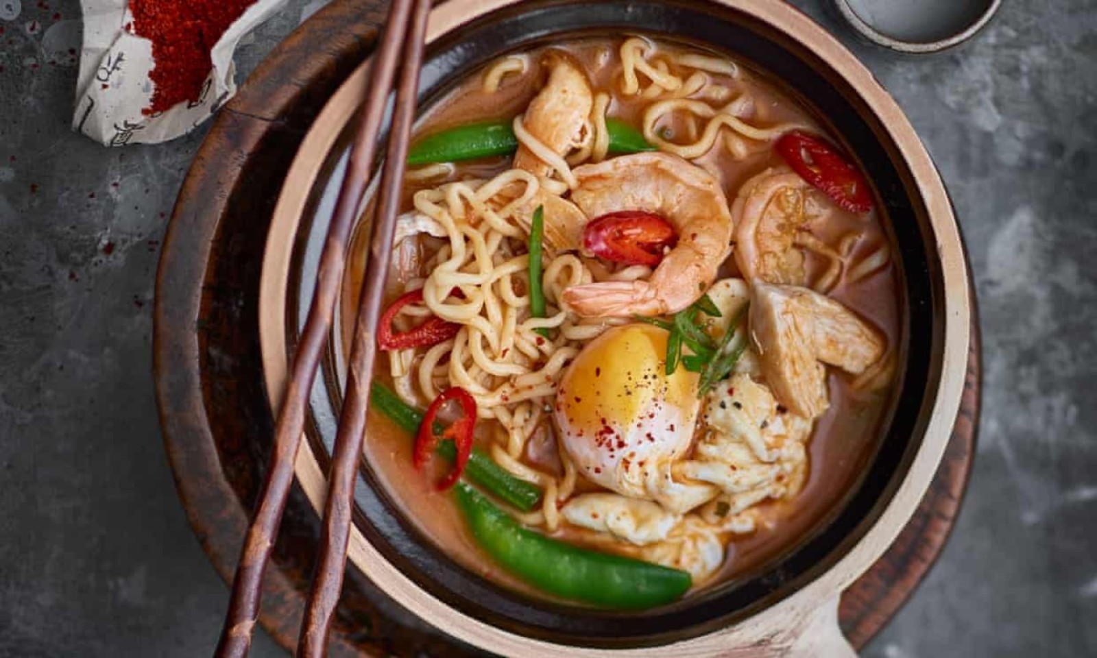 Spicy Ramyun noodles with Prawns Recipes Judy Joo